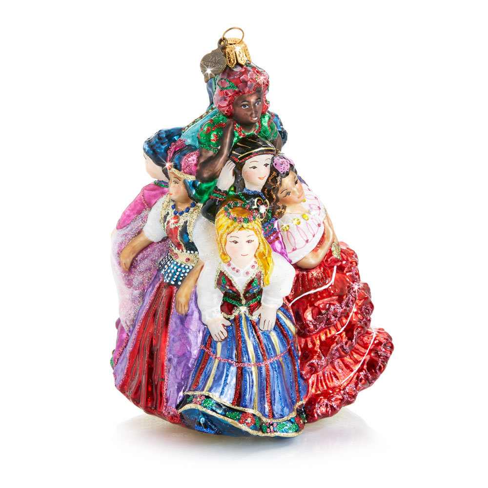 Jay Strongwater Nine Ladies Dancing Glass Hanging Figurine Ornament ...