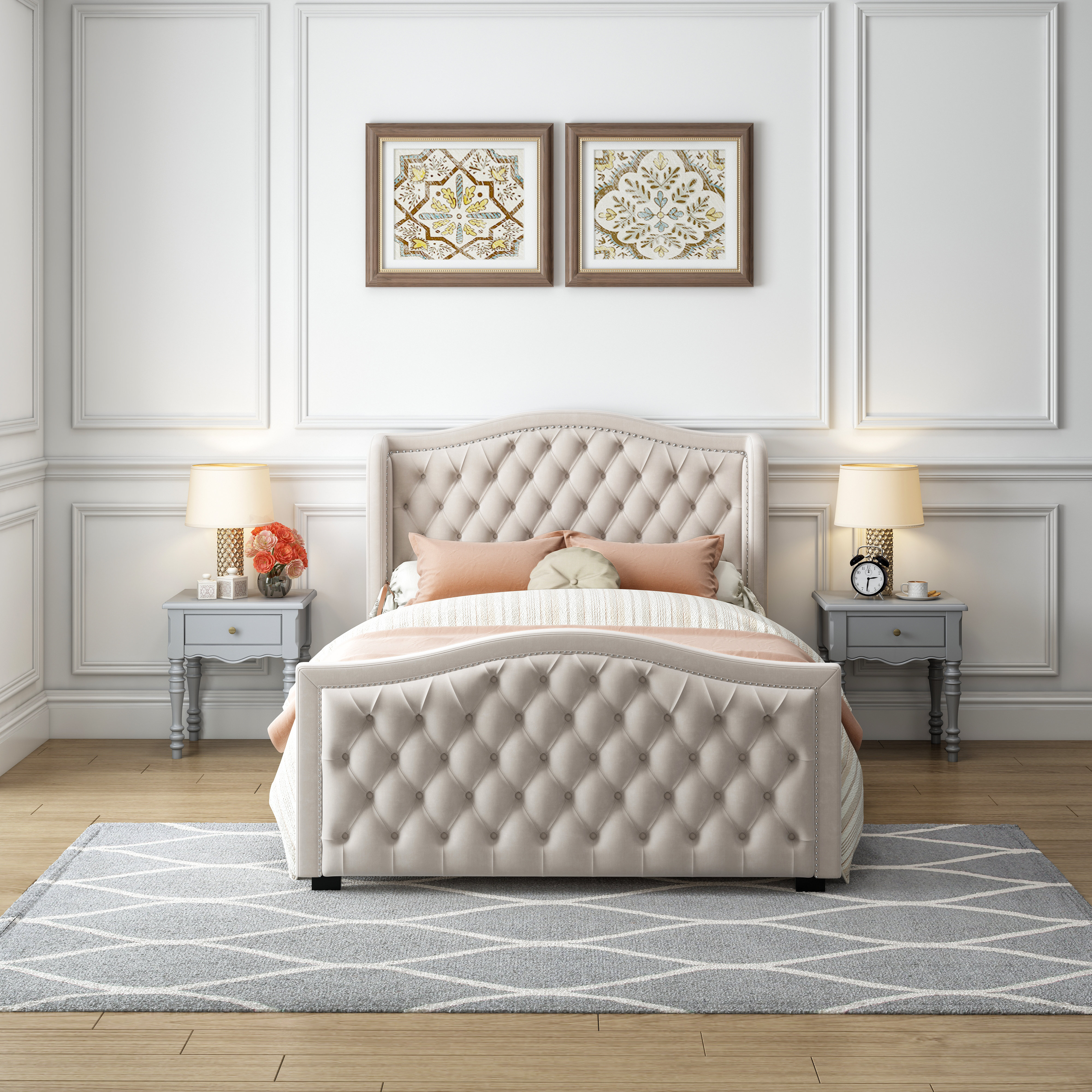 Red Barrel Studio Velvet Tufted Upholstered Wingback Platform BedFrame with Headboard Reviews Wayfair