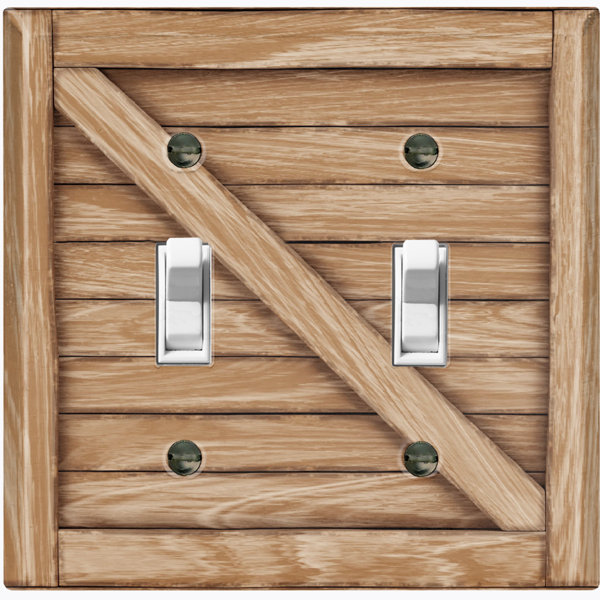 WorldAcc Metal Light Switch Plate Outlet Cover (Biege Fence - Double ...