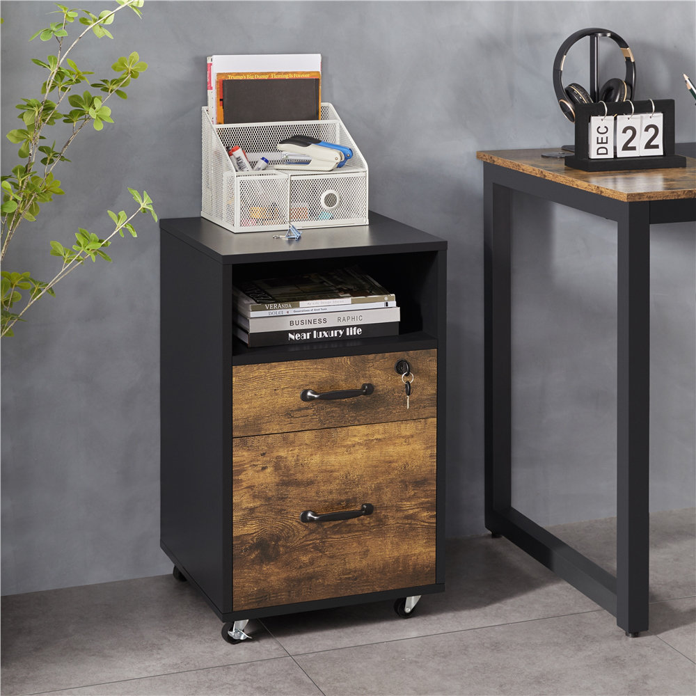 Yaheetech 2-Drawer and 1-Open Shelf Vintage File Cabinet File Storage ...