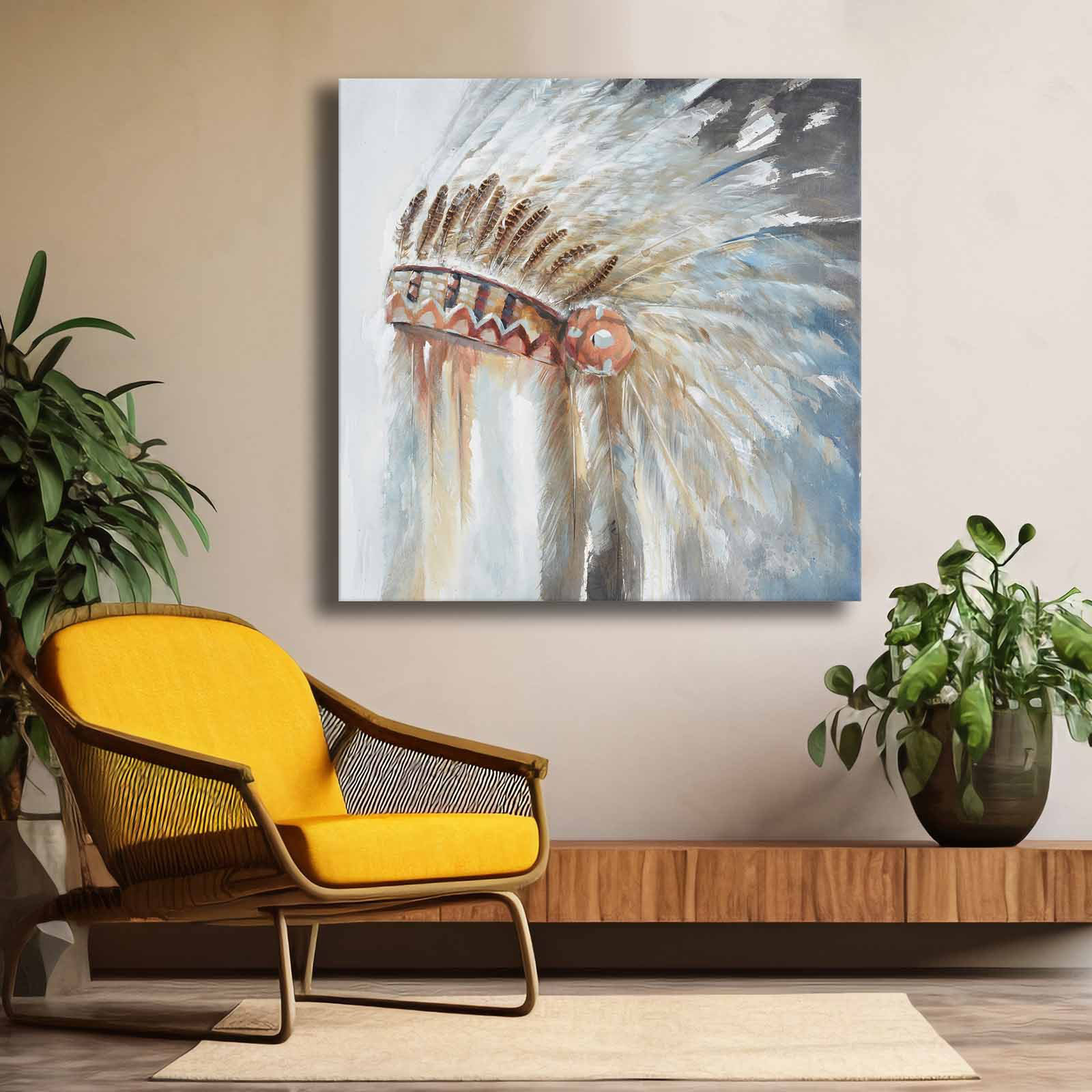Dakota Fields Tribal Headdress With Earth Tones Canvas Wall Art | Wayfair