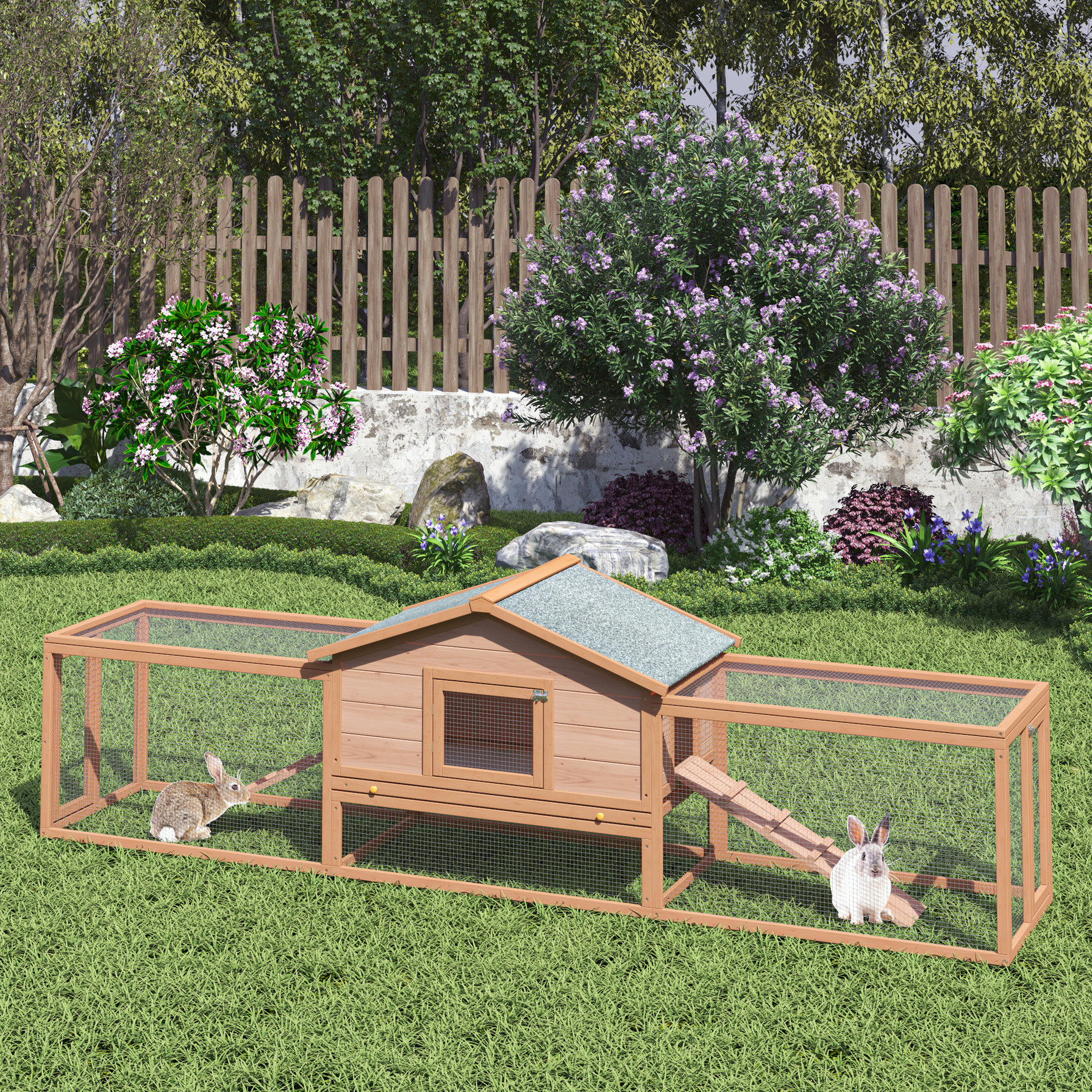 Archie & Oscar™ 2-story Rabbit With Lockable Doors, Asphalt Roof & Pull ...