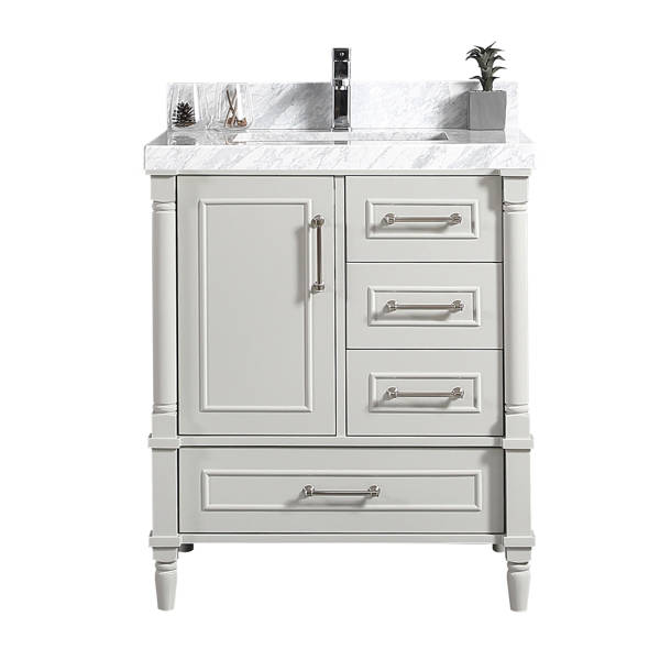 Mercer41 Flavell 30'' Single Bathroom Vanity with Quartz Top | Wayfair