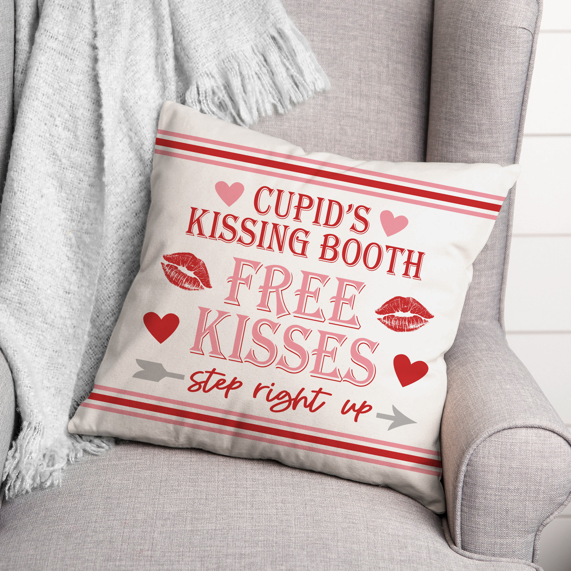 Designs Direct Creative Group Cupid Kissing Booth Square Pillow Cover ...