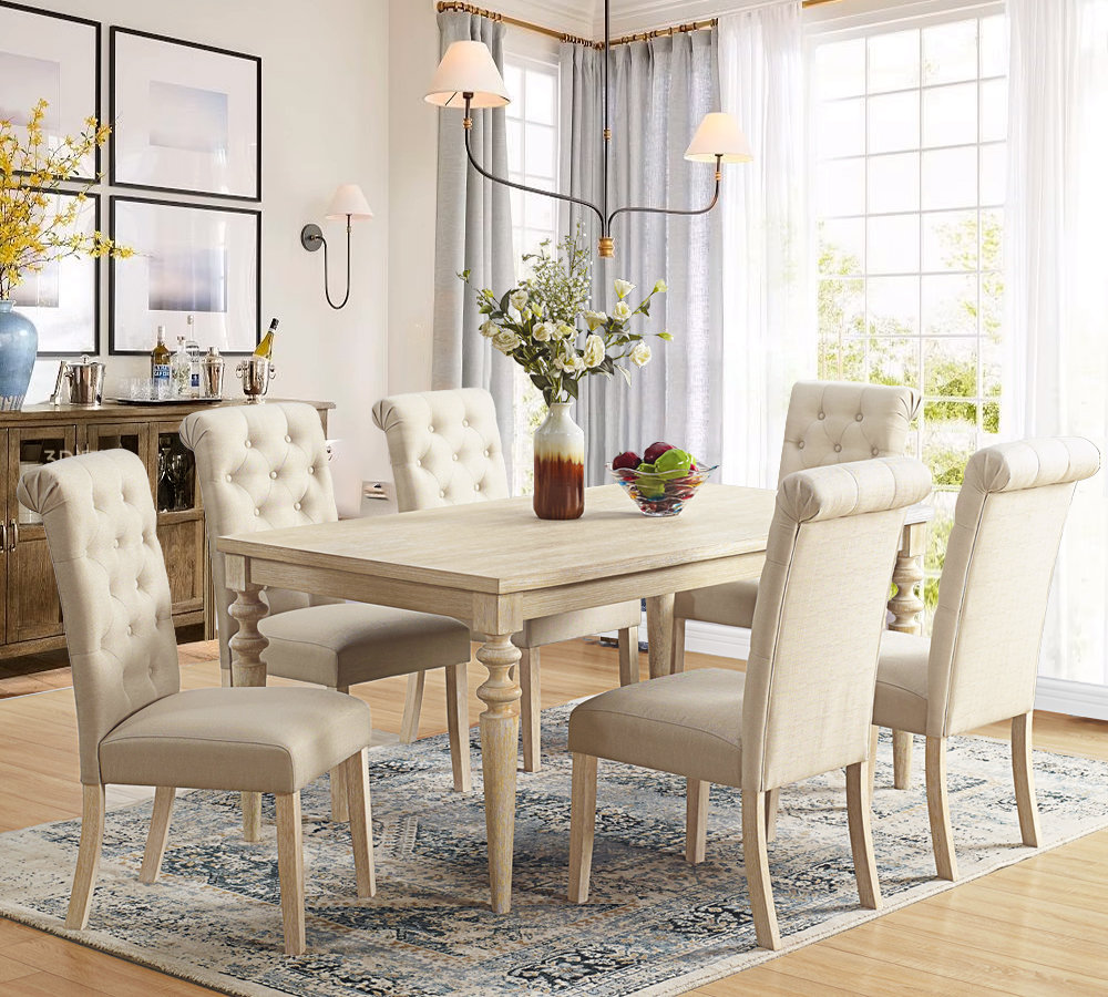 Ophelia & Co. Enoch 7-Piece Retro Farmhouse Style Dining Set | Wayfair