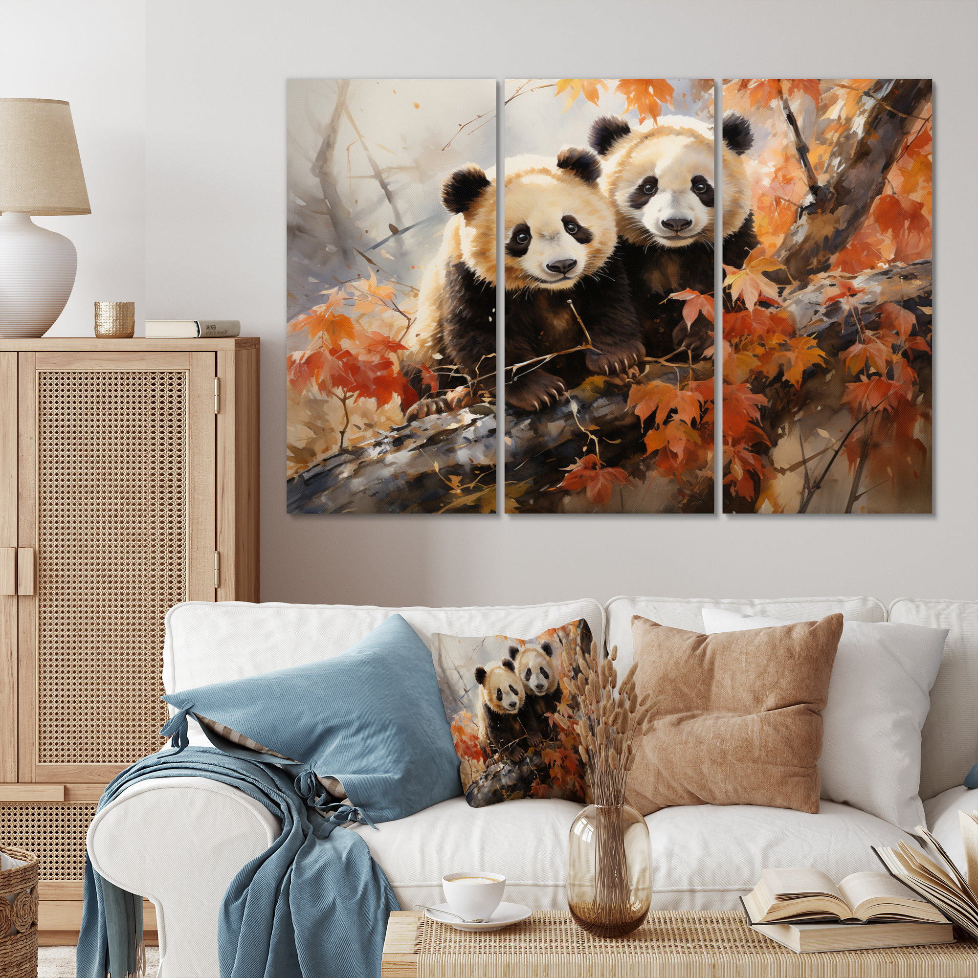 Design Art China Art Pandas Playful I - Animals Metal Wall Decor Set ...