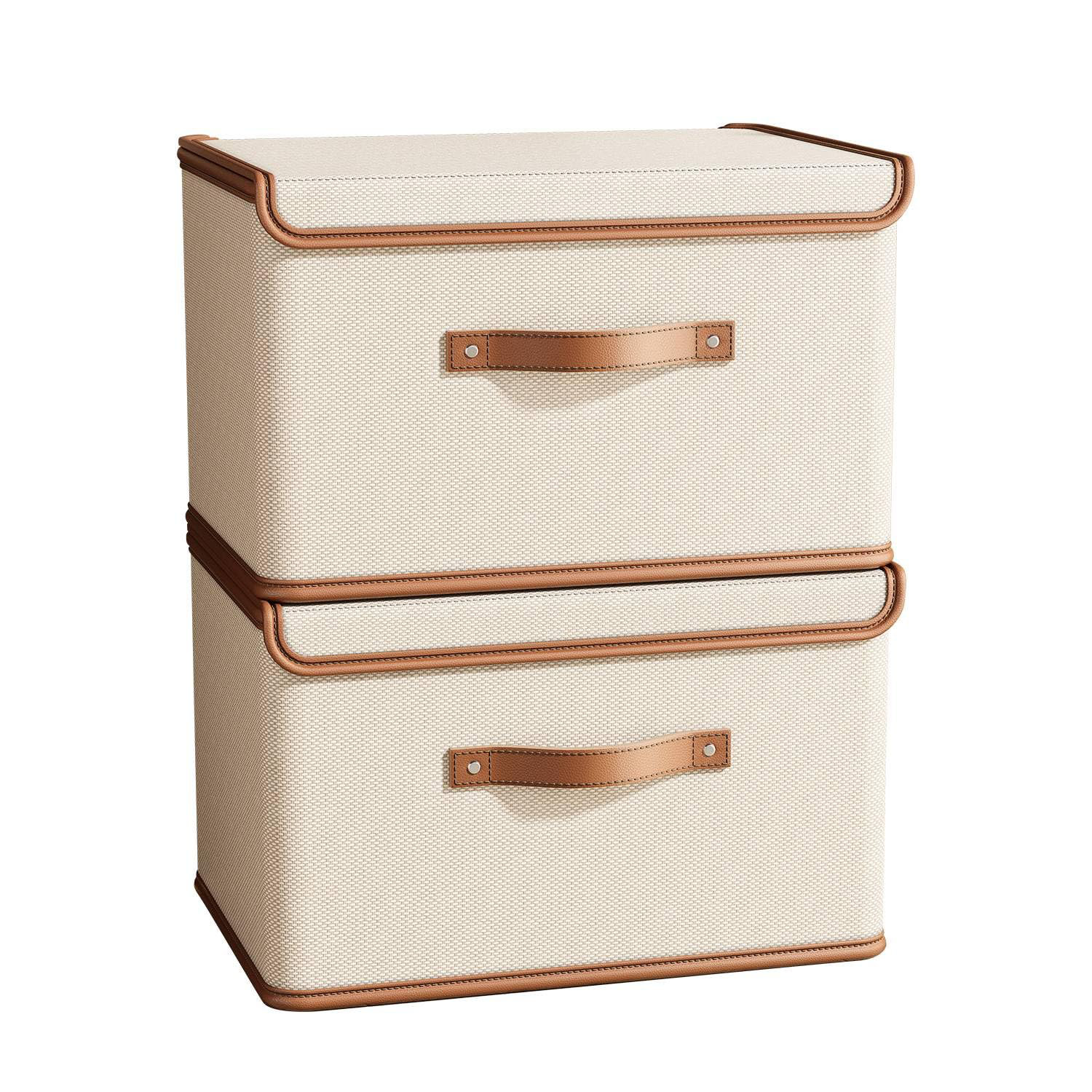 Hokku Designs 2 Pack Storage Bins With Lids, Collapsible Closet Organizer Container, Fabric ...