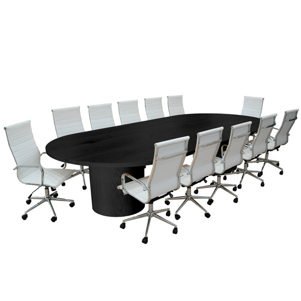Wrought Studio™ Ghedeon Racetrack Conference Table and Chair Set | Wayfair