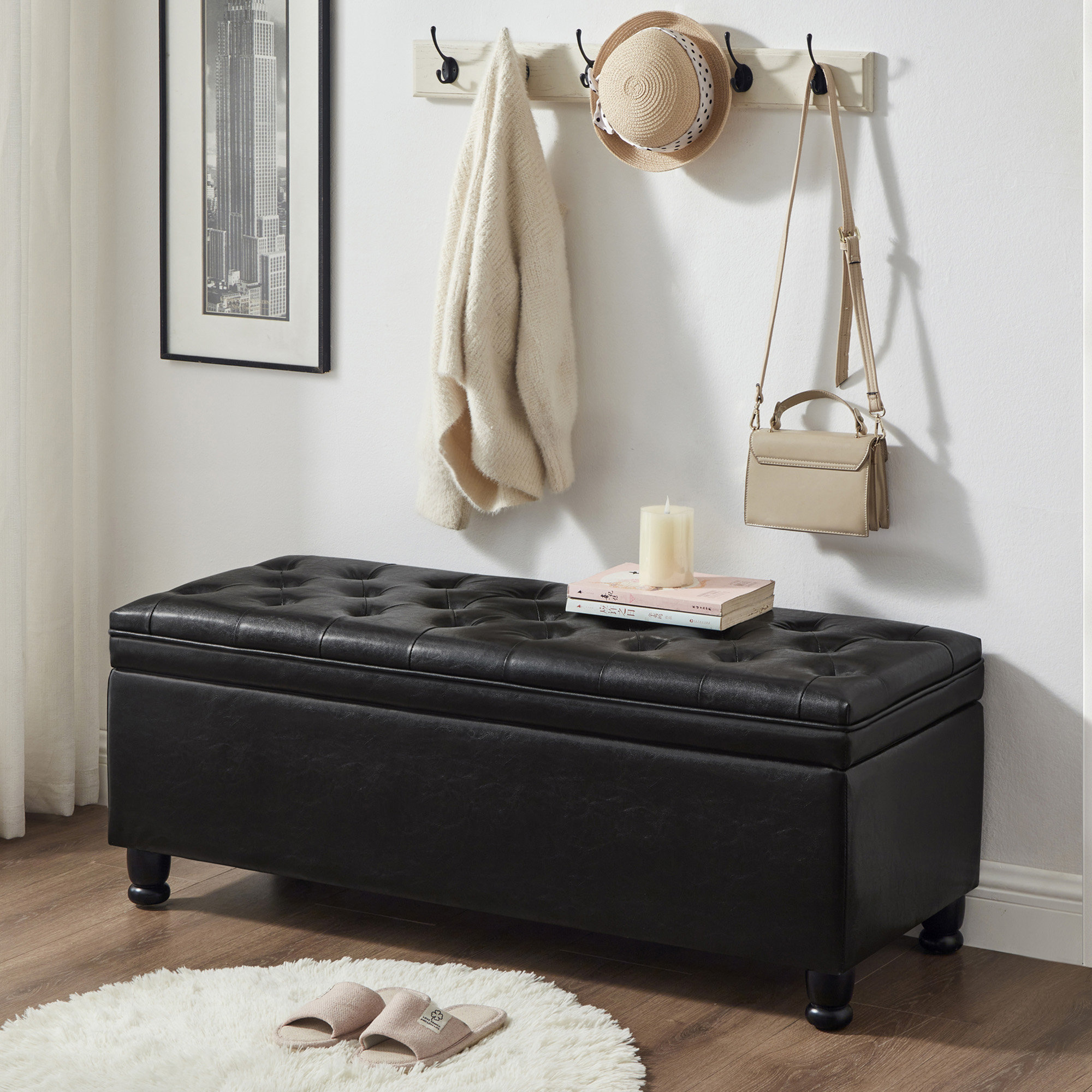 Charlton Home Upholstered Tufted Button Storage Bench , Entry Bench ...
