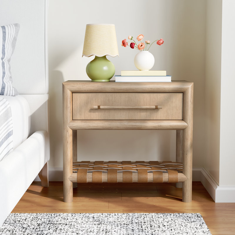Birch Lane™ Colleen 1 - Drawer Leather Nightstand & Reviews | Wayfair