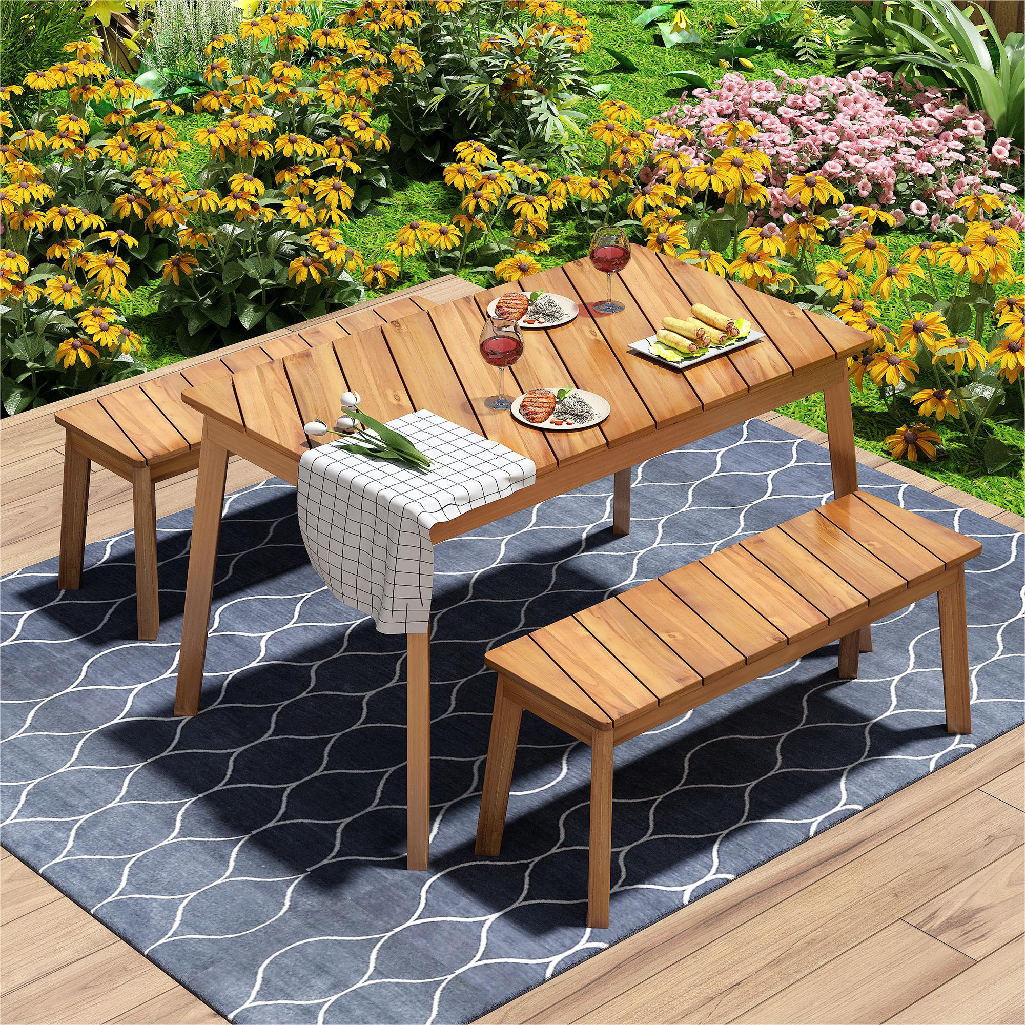 Corrigan Studio® Steinber 4 - Person Rectangular Outdoor Dining Set ...