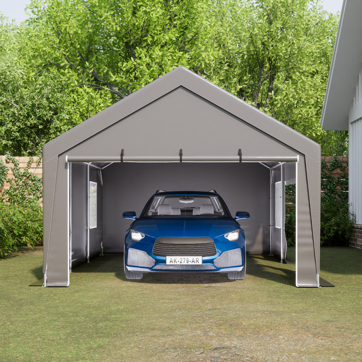 Thanaddo 13 Ft. W x 20 Ft. D Garage Heavy Duty Carport Portable Garage ...