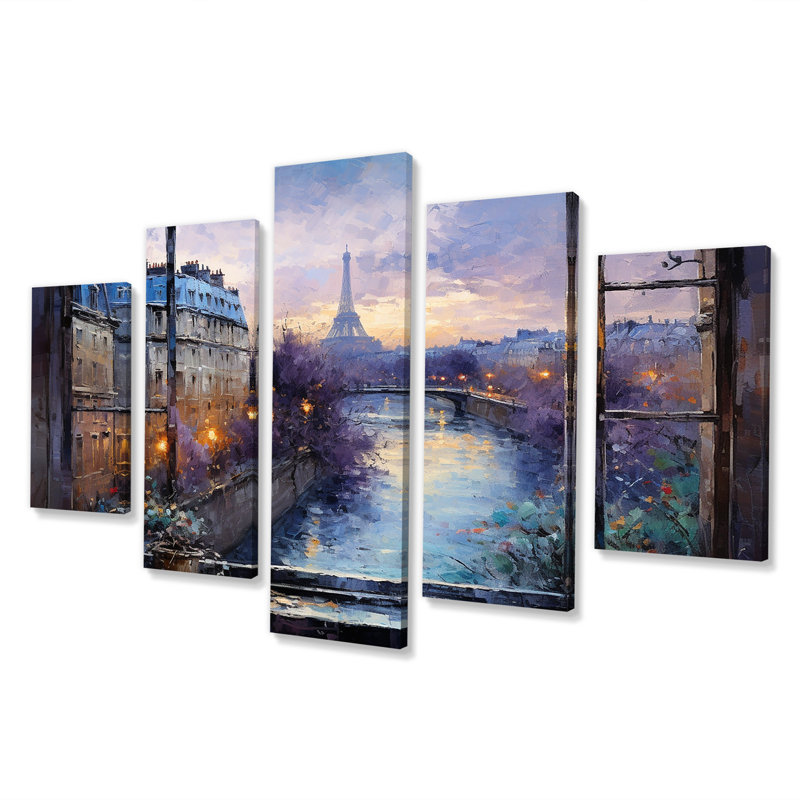 Lark Manor™ Paris Window View Sunset - Paris Multipanel Wall Art For ...