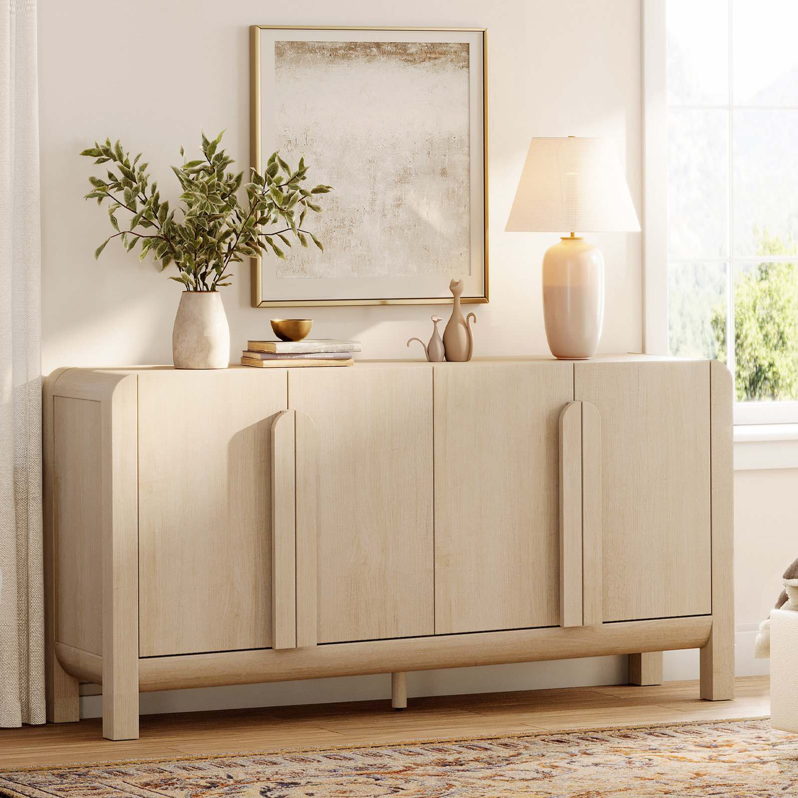 Ebern Designs Adora Teen Dresser For Bedroom With Curved Profile Design,63" Wide Modern Chest ...