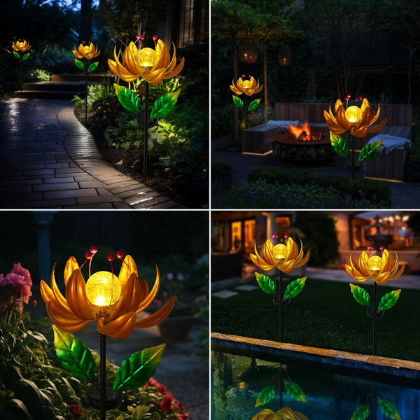 Bungalow Rose Solar Powered Metal Flower Windmill, Colorful Rotating ...