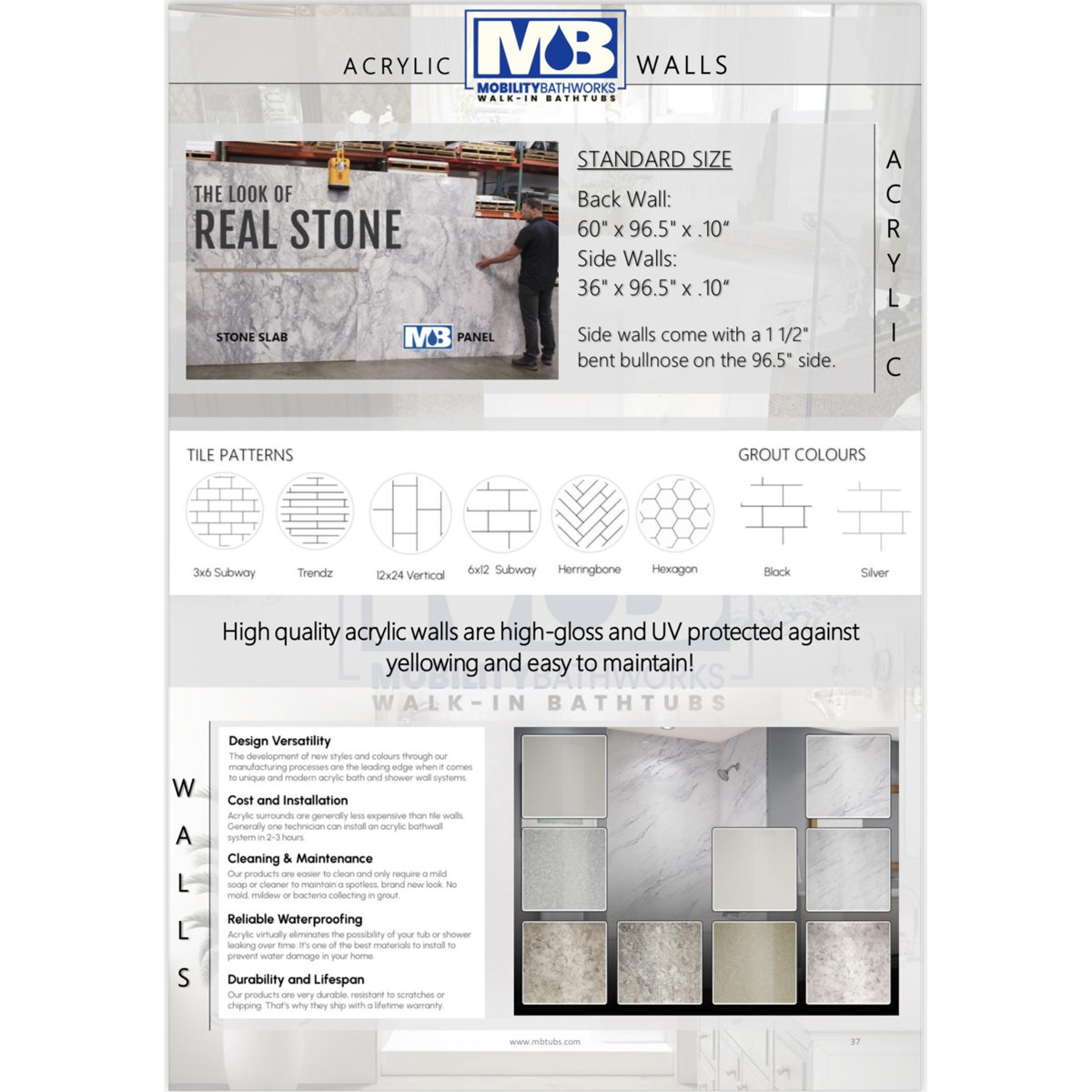 Avora Bath Subway Tile White Acrylic Alcove Shower Walls | Wayfair