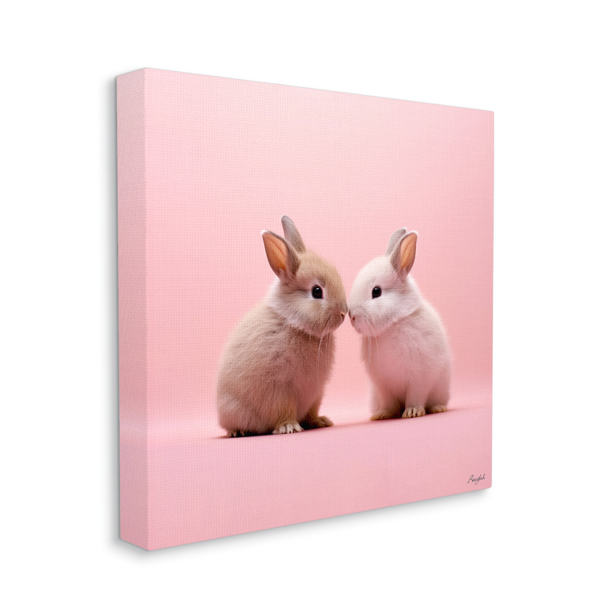 Ebern Designs Baby Bunnies On Pink by Roozbeh | Wayfair