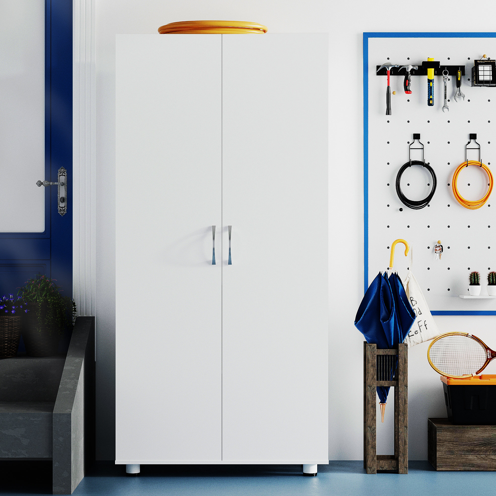 WFX Utility™ 75" Extra Tall Wood Storage Cabinet with 2 Plain Doors ...