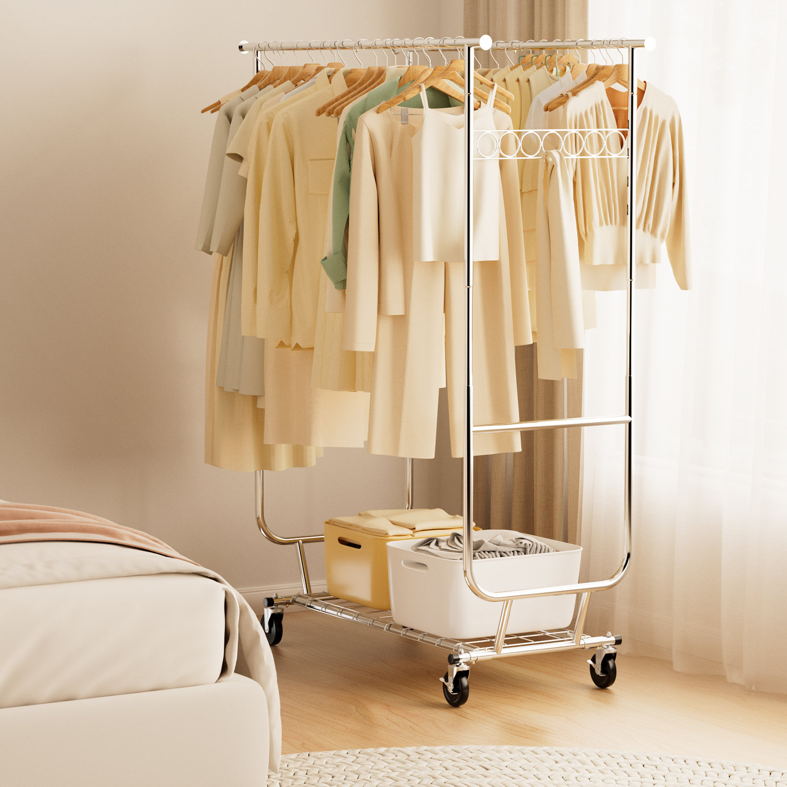 Ebern Designs 660Lbs Clothing Racks With Wheels, Heavy Duty Garment ...