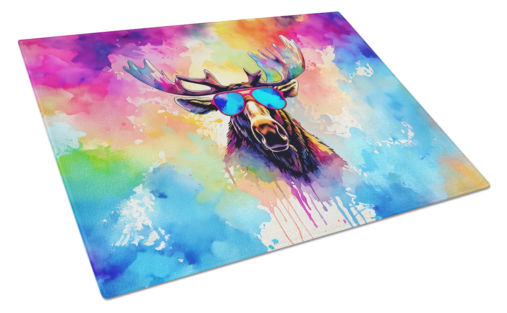 Caroline's Treasures Hippie Animal Moose Glass Cutting Board | Wayfair