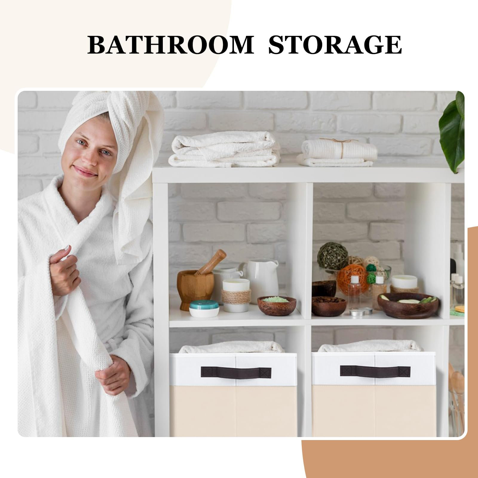 Latitude Run® White & Beige Storage Bins - 4 Pack Multi-Purpose ...