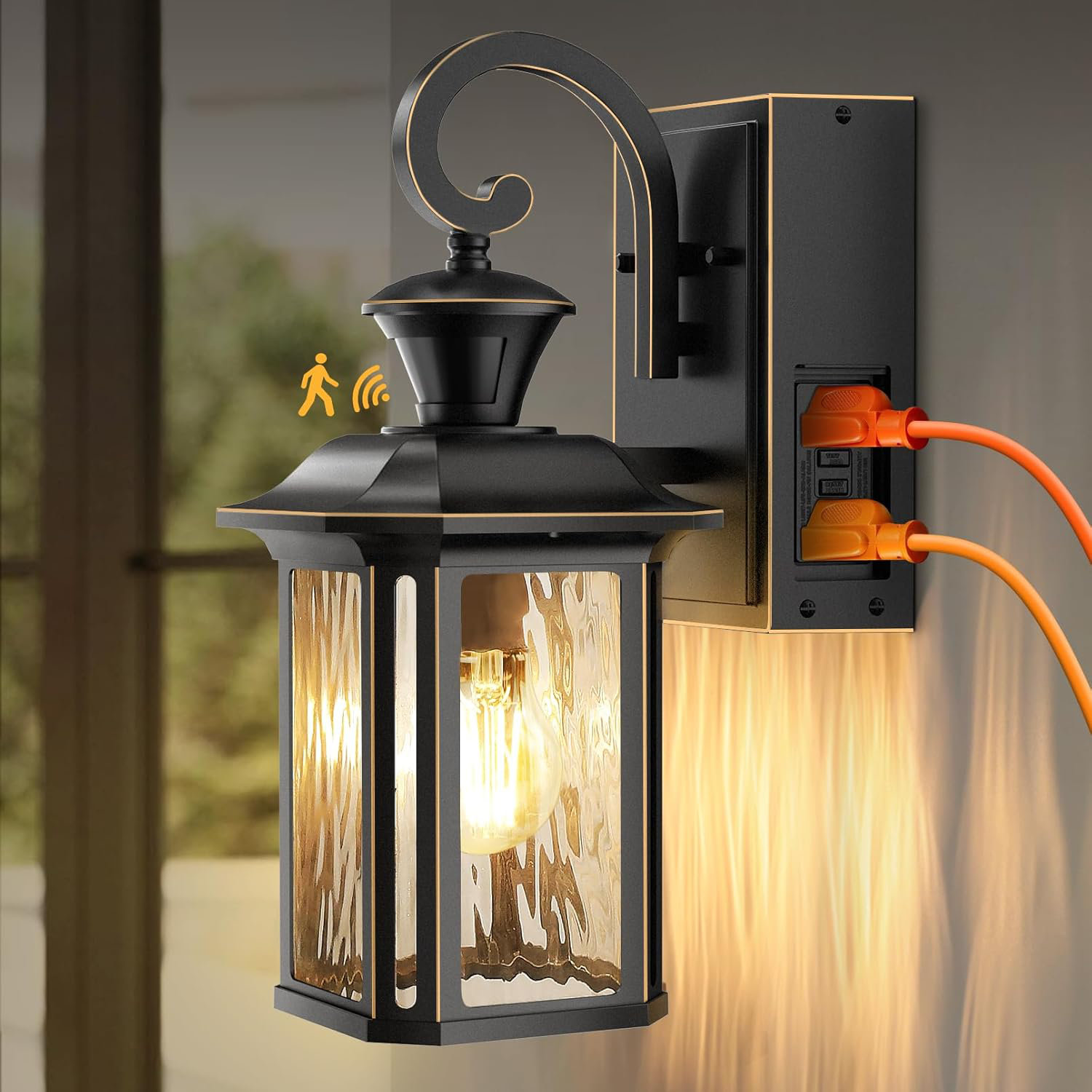 Lark Manor™ Motion Sensor Wall Light With GFCI Outlet, Dusk To Dawn ...