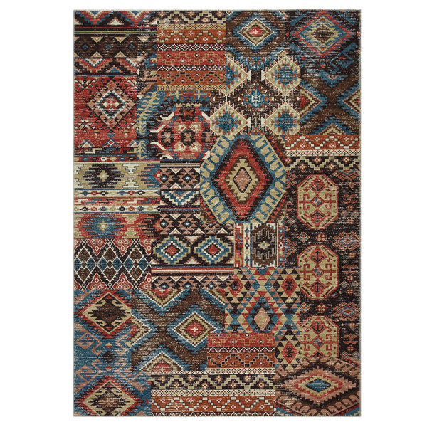 Bungalow Rose Vintage Boho Area Rug Washable Patchwork Floor Cover ...