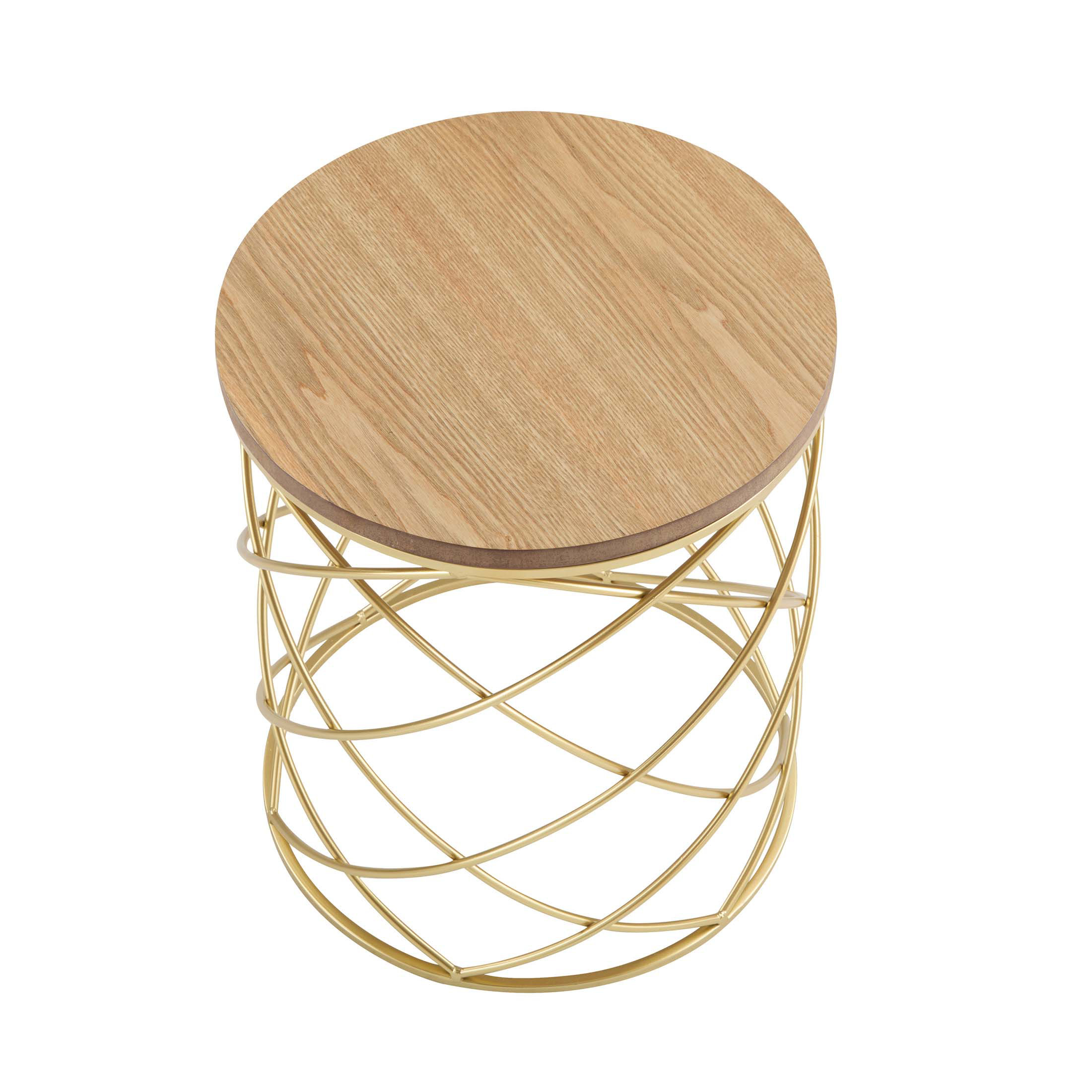Everly Quinn Stylish Golden Side Table with MDF Top and Metal Frame ...