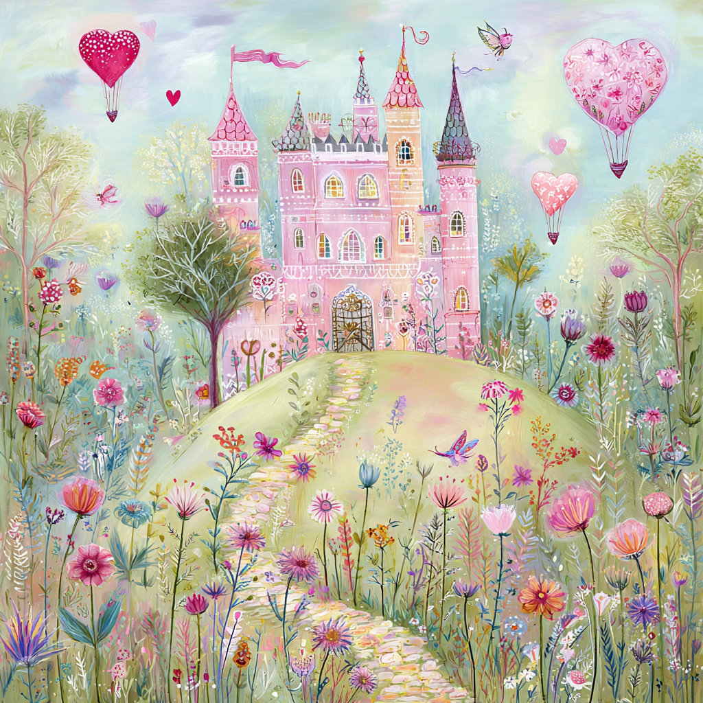 Ophelia & Co. Sweetheart Garden Castle Wrapped Canvas Wall Art | Wayfair