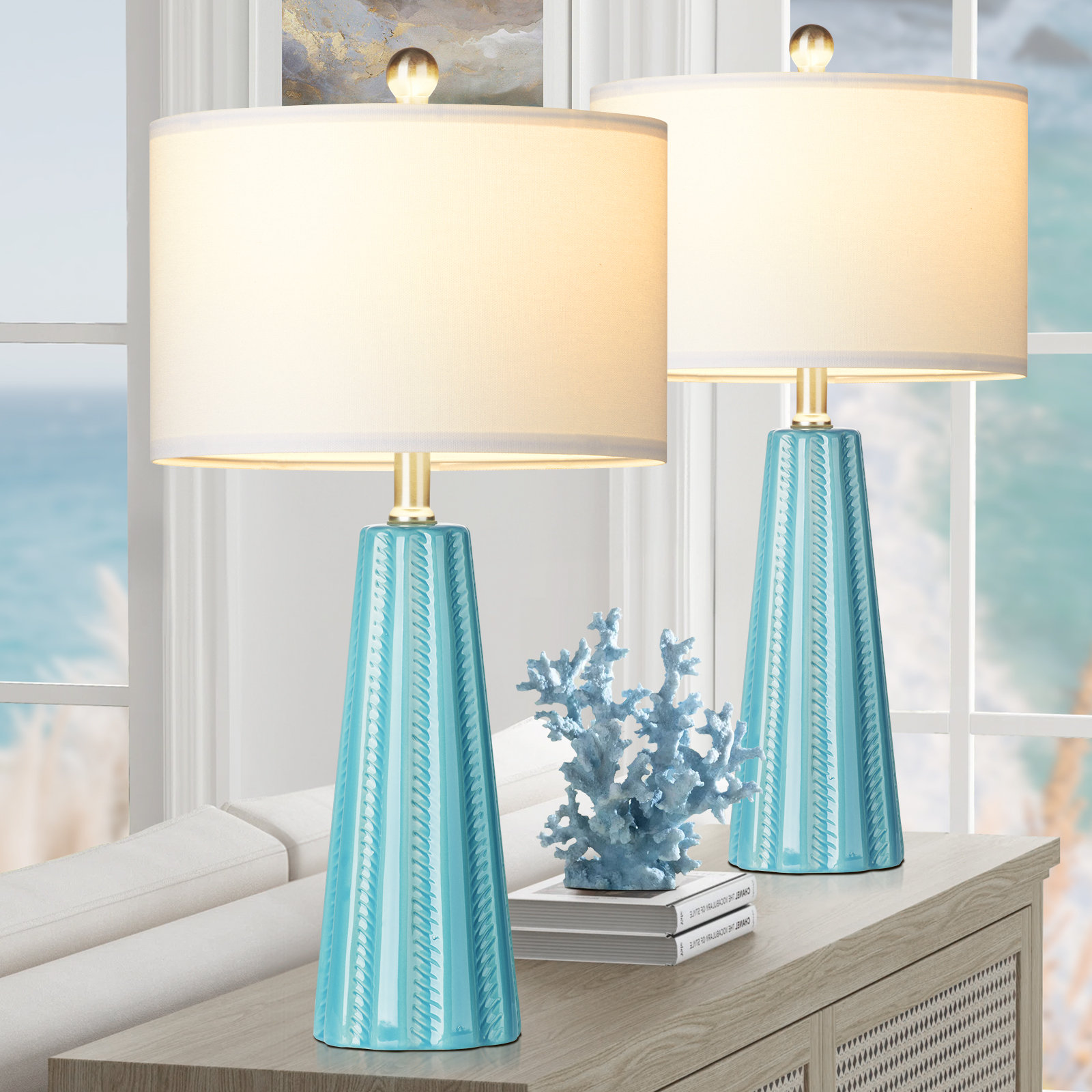 Ivy Bronx 23.5" Turquoise Ceramic Table Lamp Set & Reviews - Wayfair Canada
