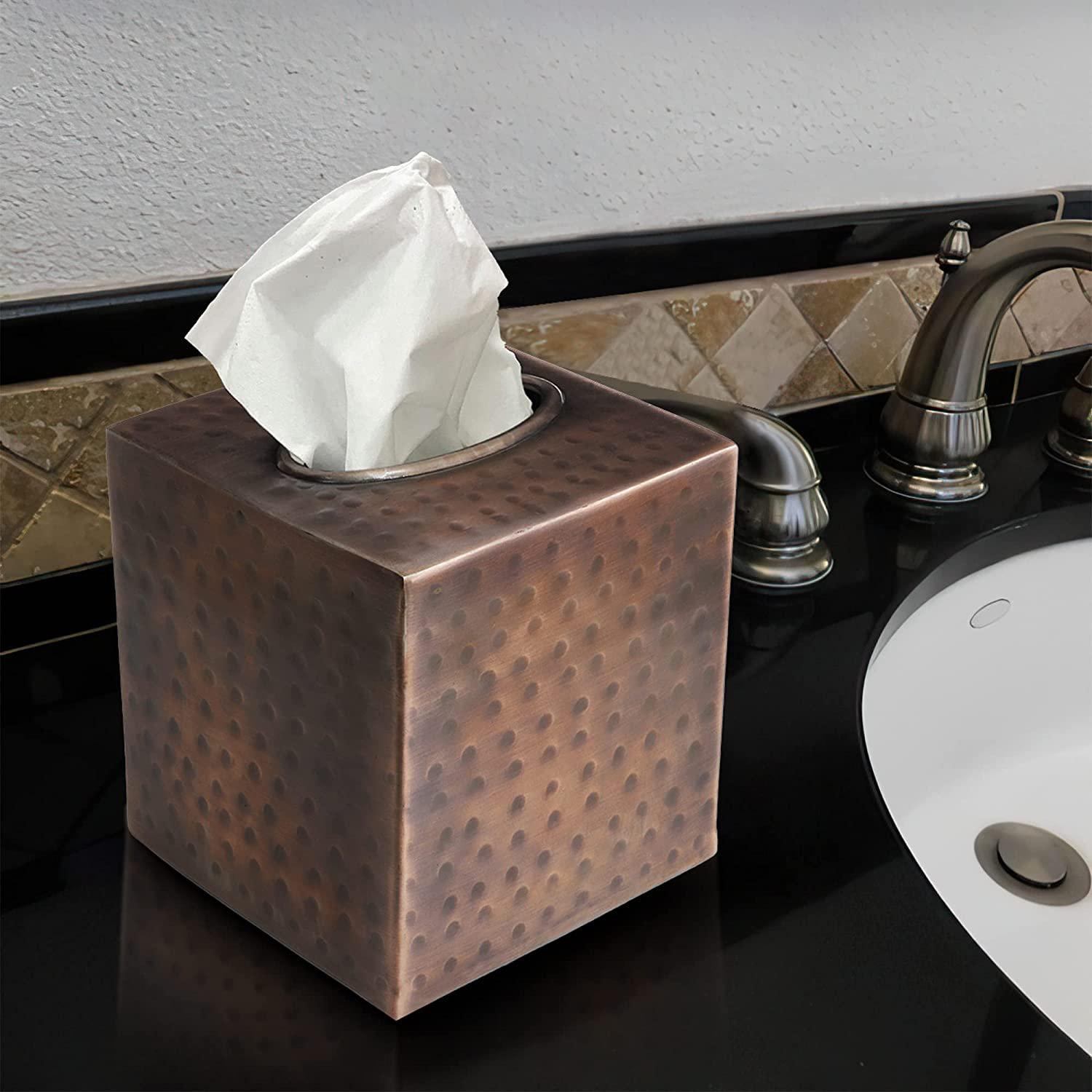 Monarch Abode Hand Hammered Metal Tissue Box Cover & Reviews | Wayfair