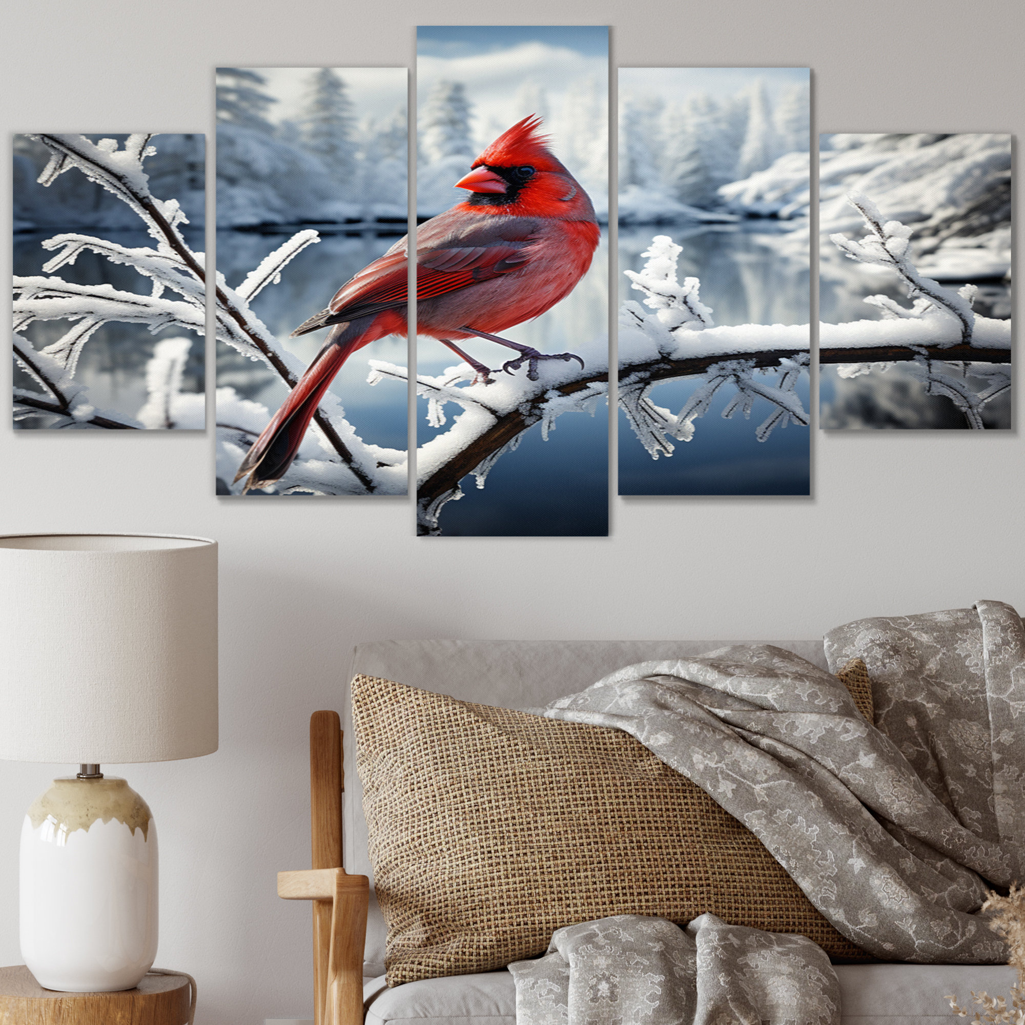 The Holiday Aisle® Canada Red Cardinal Bird Winter Wonderland V ...