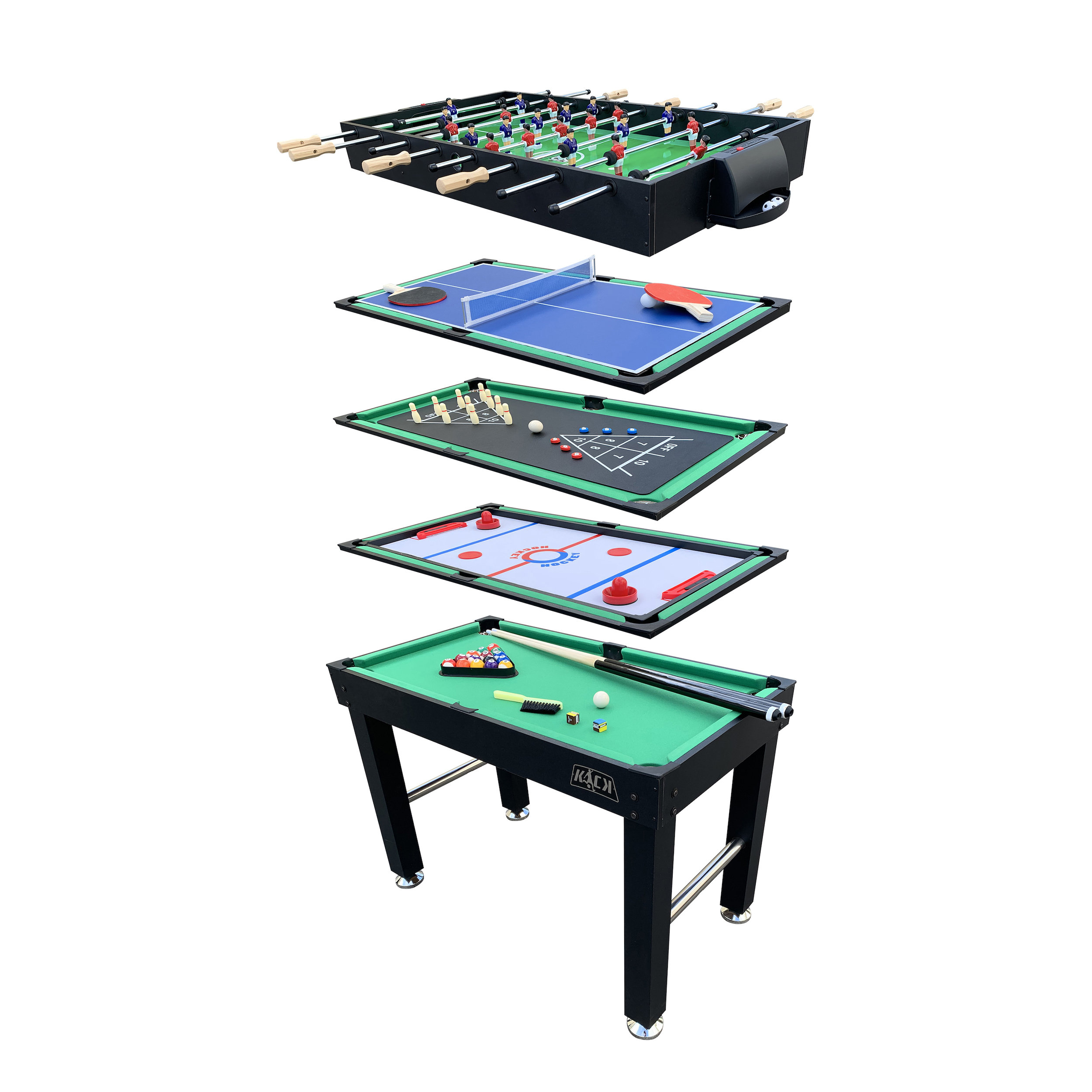 KICK Foosball Tables Kick Hexad 48 po 6-en-1 table de jeu multi-jeux ...