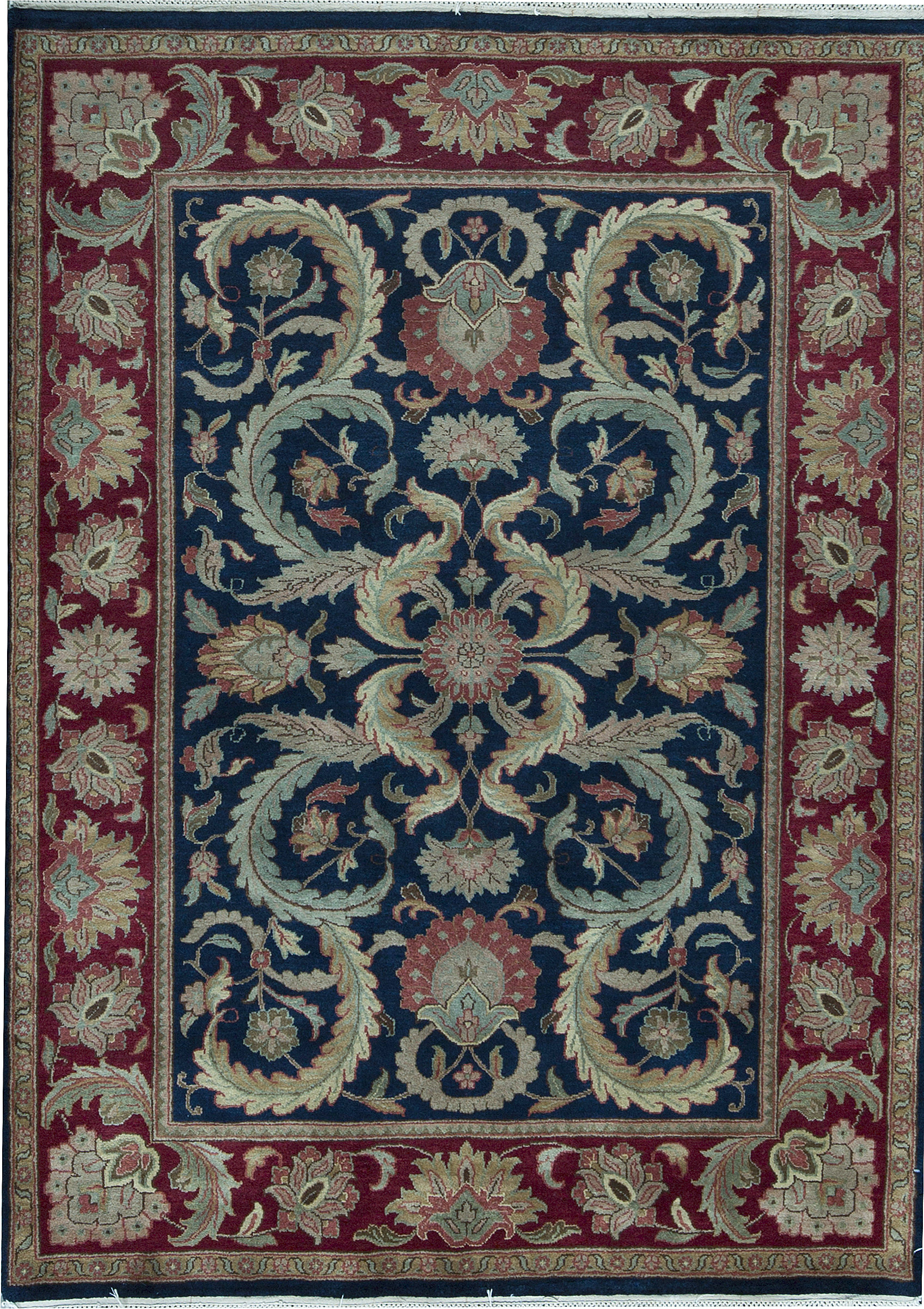 Bokara Rug Co., Inc. Blue/Rust Floral Handmade Hand-Knotted Rectangle 5 ...