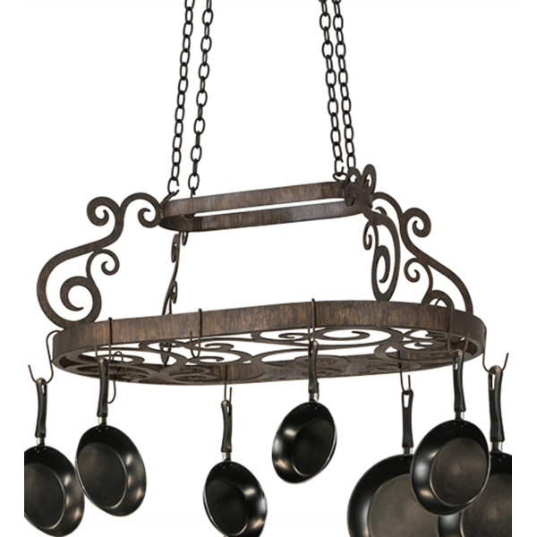 Astoria Grand Steel Handcrafted Oval Hanging Pot Rack | Wayfair