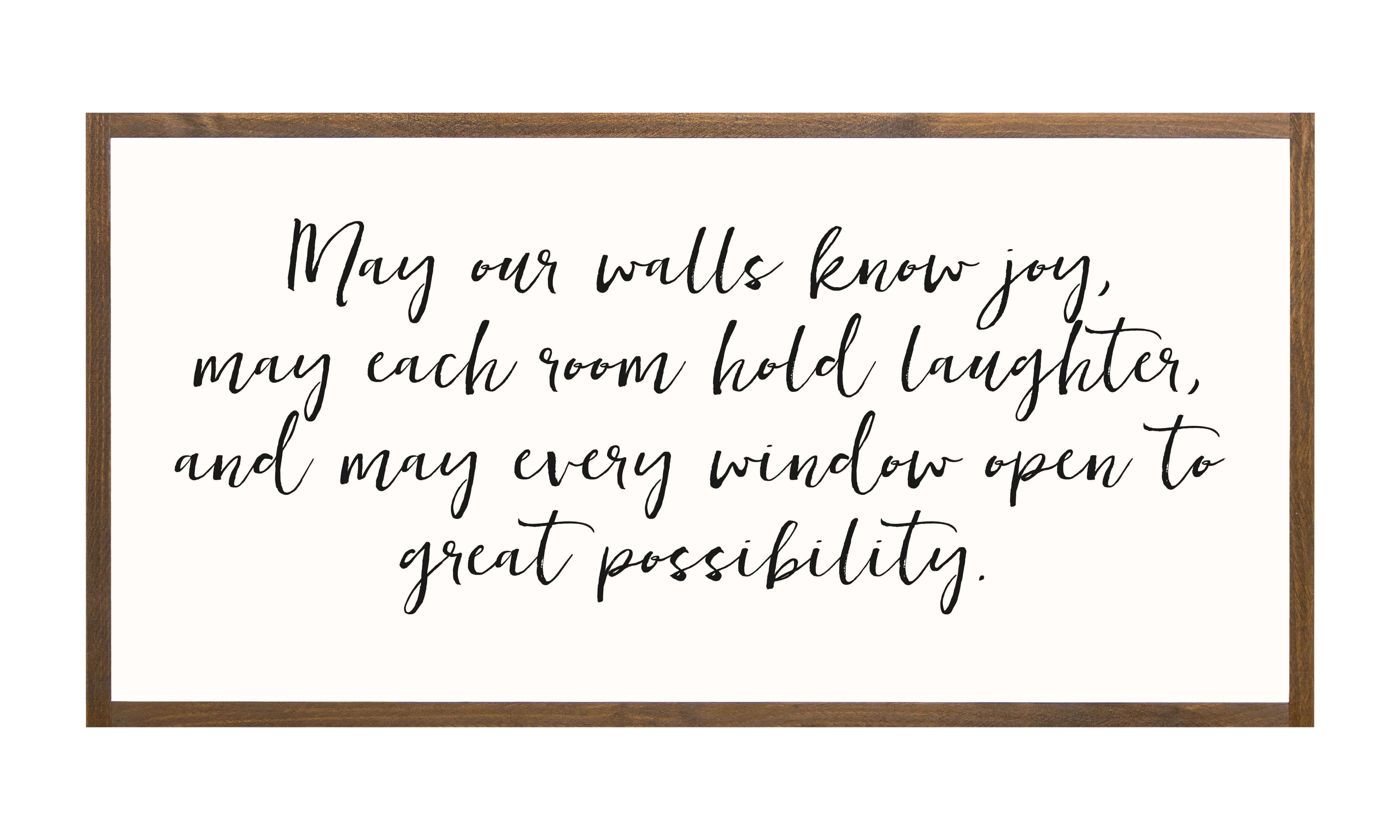 Trinx May Our Walls Know Joy Wood Framed Wall Art Sign | Wayfair