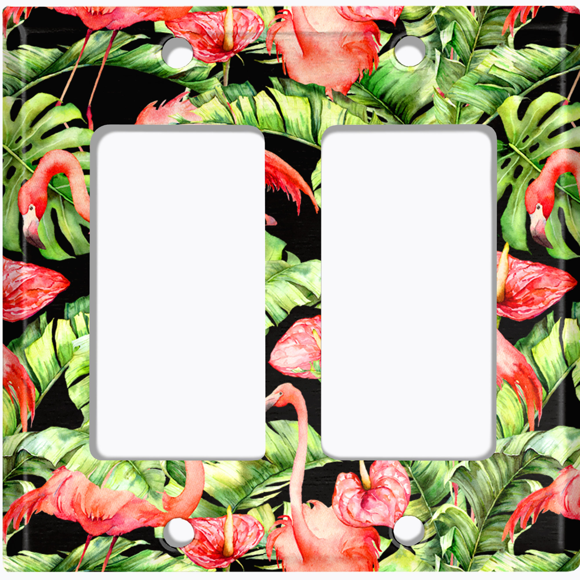 WorldAcc Metal Light Switch Plate Outlet Cover (Pink Flamingos Green ...