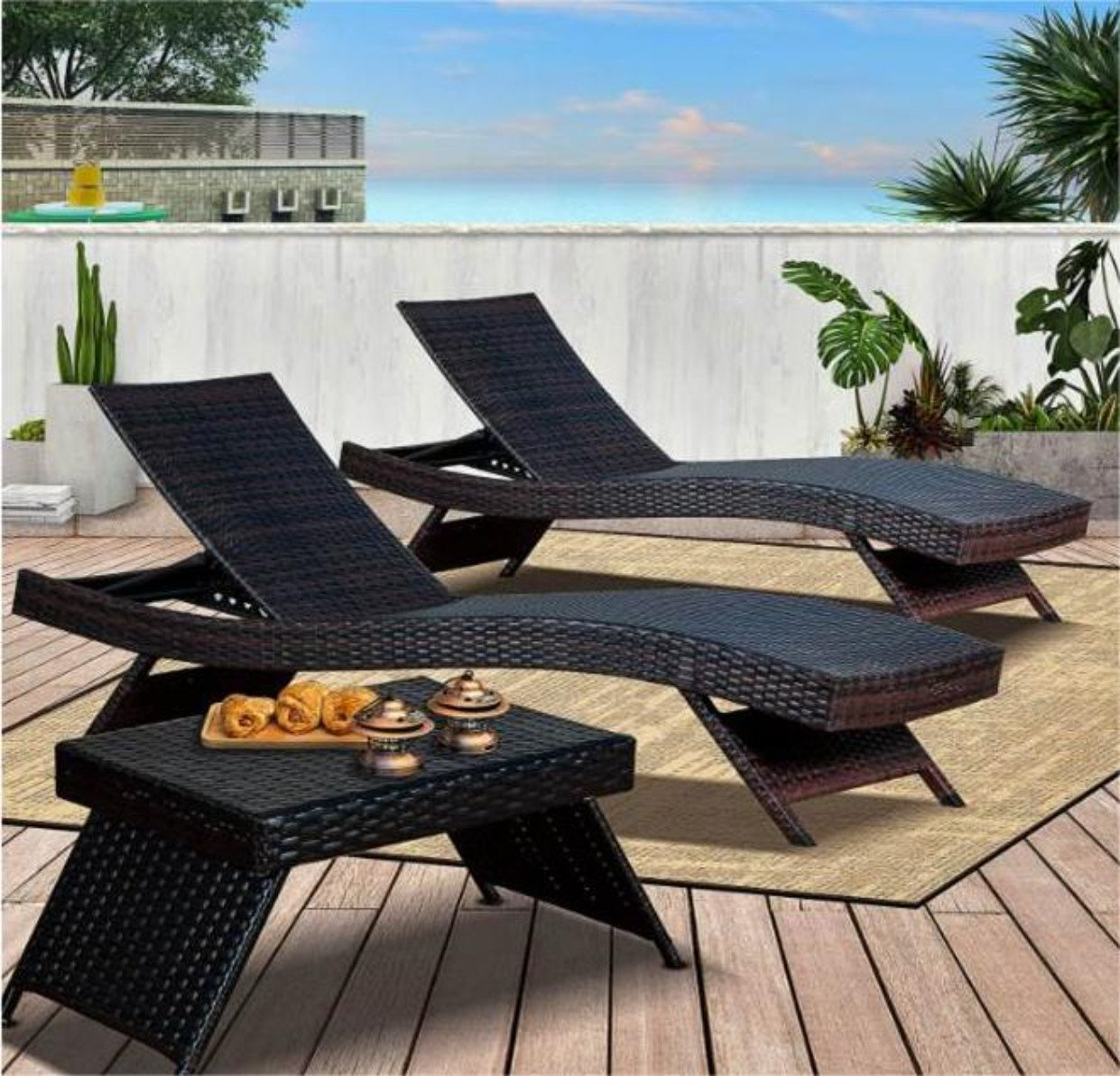 Latitude Run® Kiaura 78" Long Reclining Single Chaise with Table ...