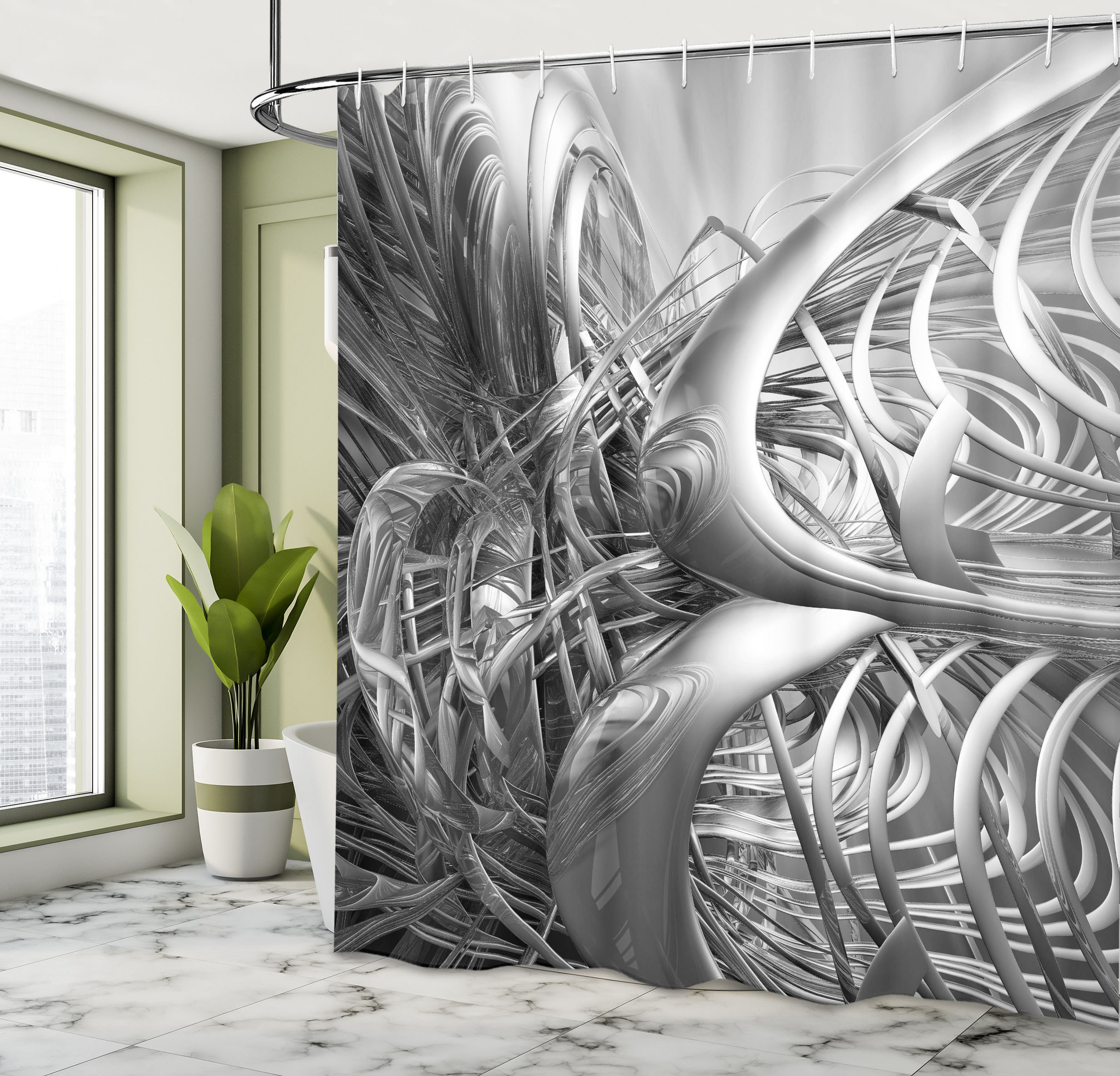 East Urban Home Martyn Futuristic Shower Curtain Technologic Pattern ...