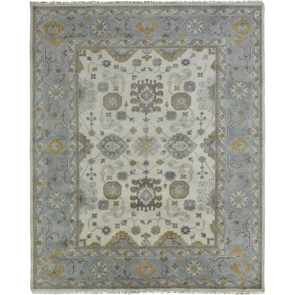 Madison Couture Rugs Hiran Wool Area Rug in Ivory/Blue & Reviews | Perigold