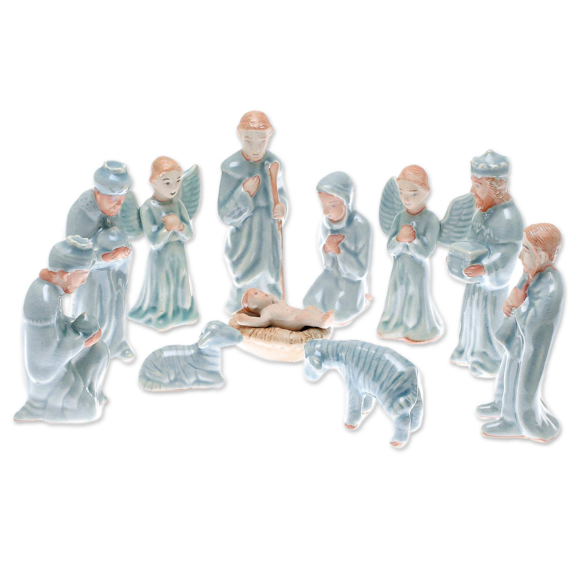 The Holiday Aisle® 11 Piece Nativity of Peace and Celadon Ceramic ...