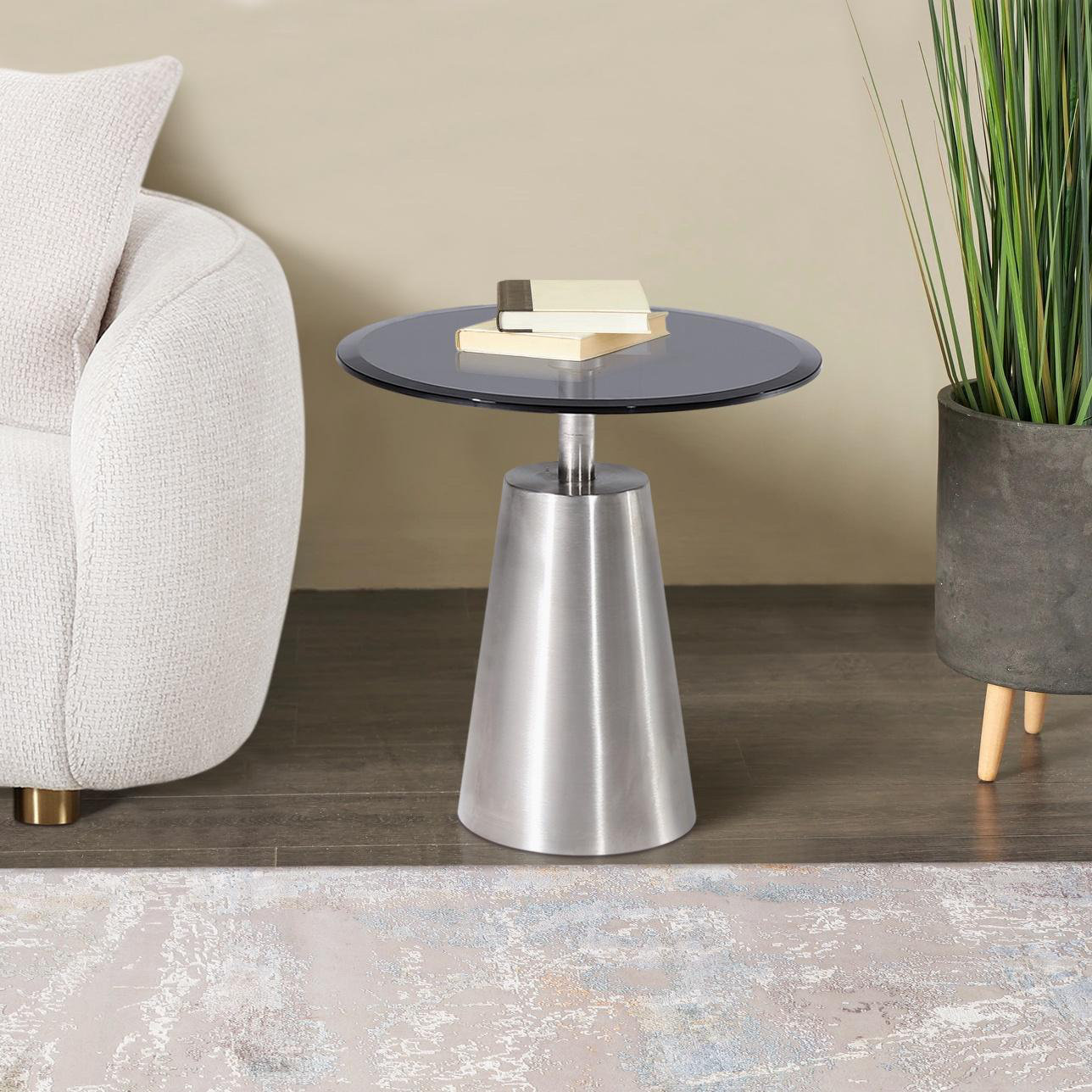 Pasargad Luxe Glass & Steel Side Table, Black/chrome | Wayfair