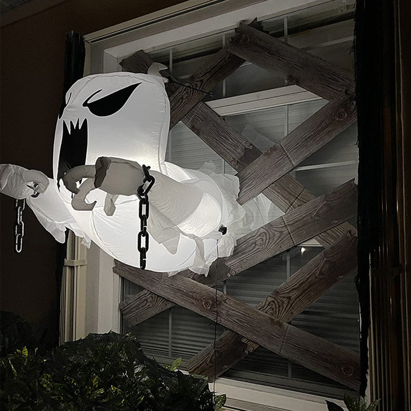 The Holiday Aisle® 4.5 FT Halloween Inflatable Scary Flying Ghost Broke ...