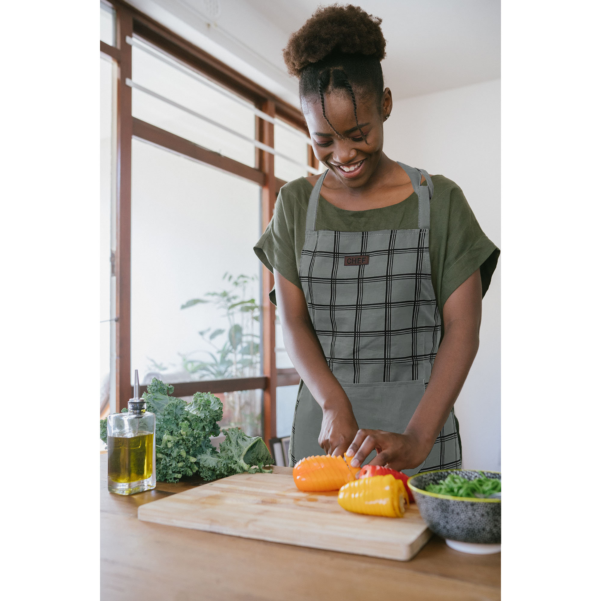 Evideco Checkered Cotton Apron Sets | Wayfair