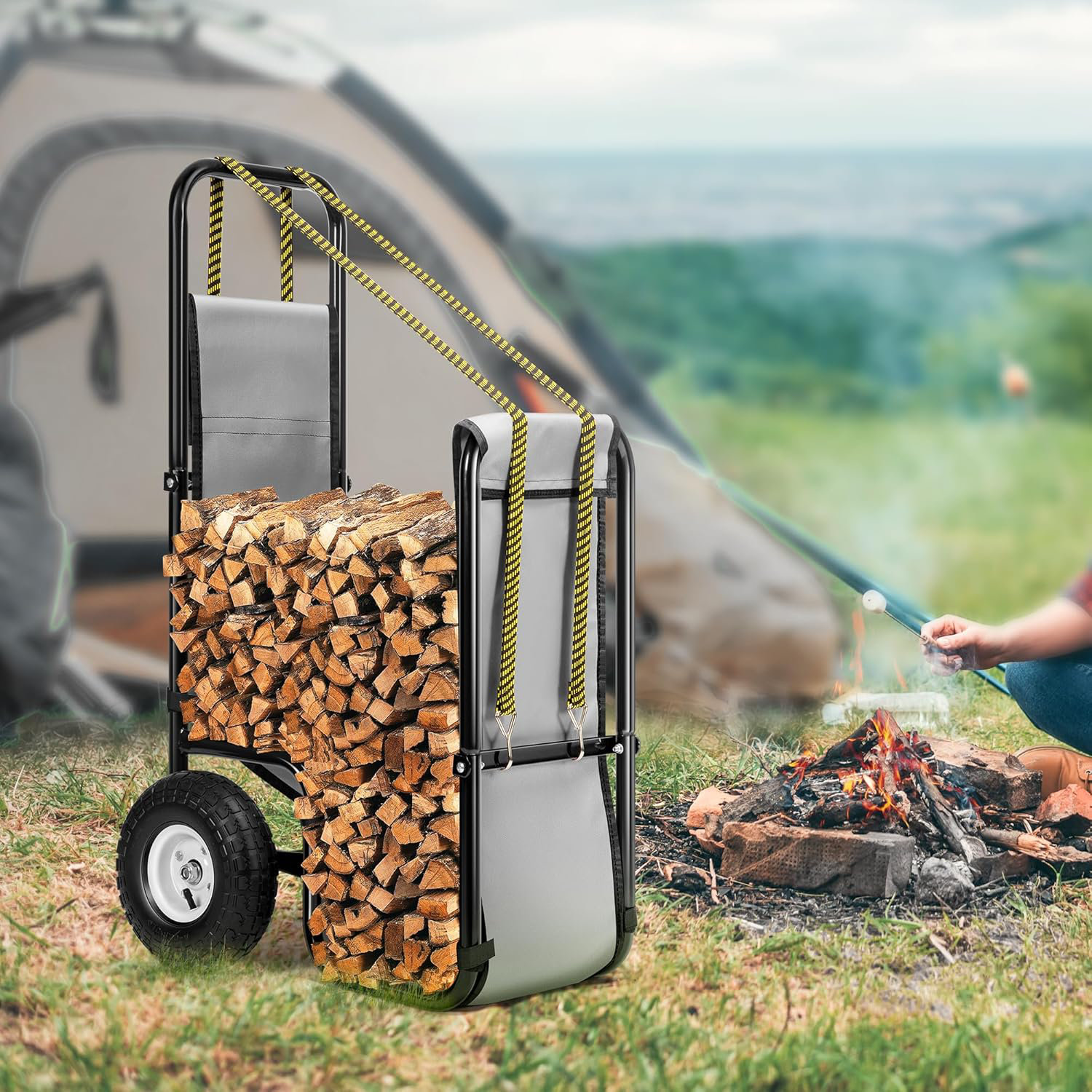 Arlmont & Co. 250 Lb. Heavy Duty Steel Firewood Log Cart Carrier | Wayfair