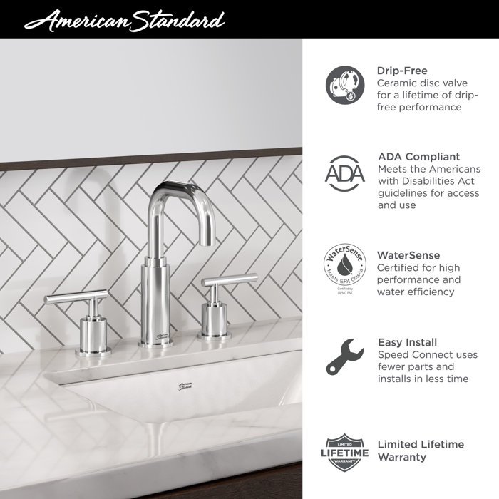 American Standard Serin Widespread Faucet Bathroom Faucet with Drain ...