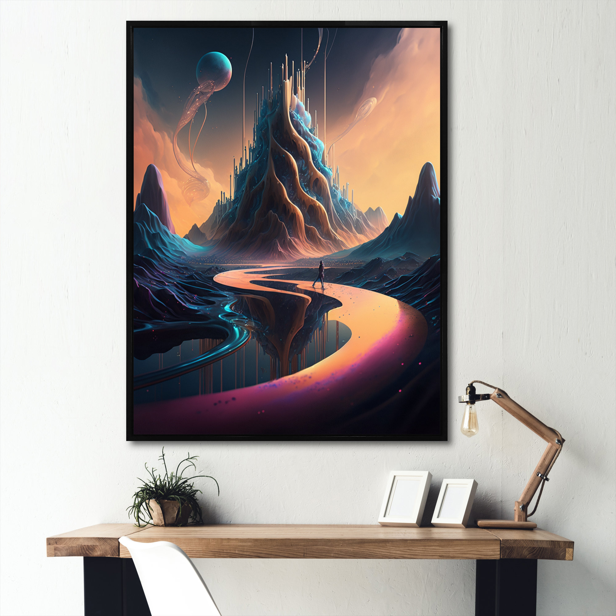 Latitude Run® Moon Eclipse Desert Landscape I - Landscape Desert Canvas ...