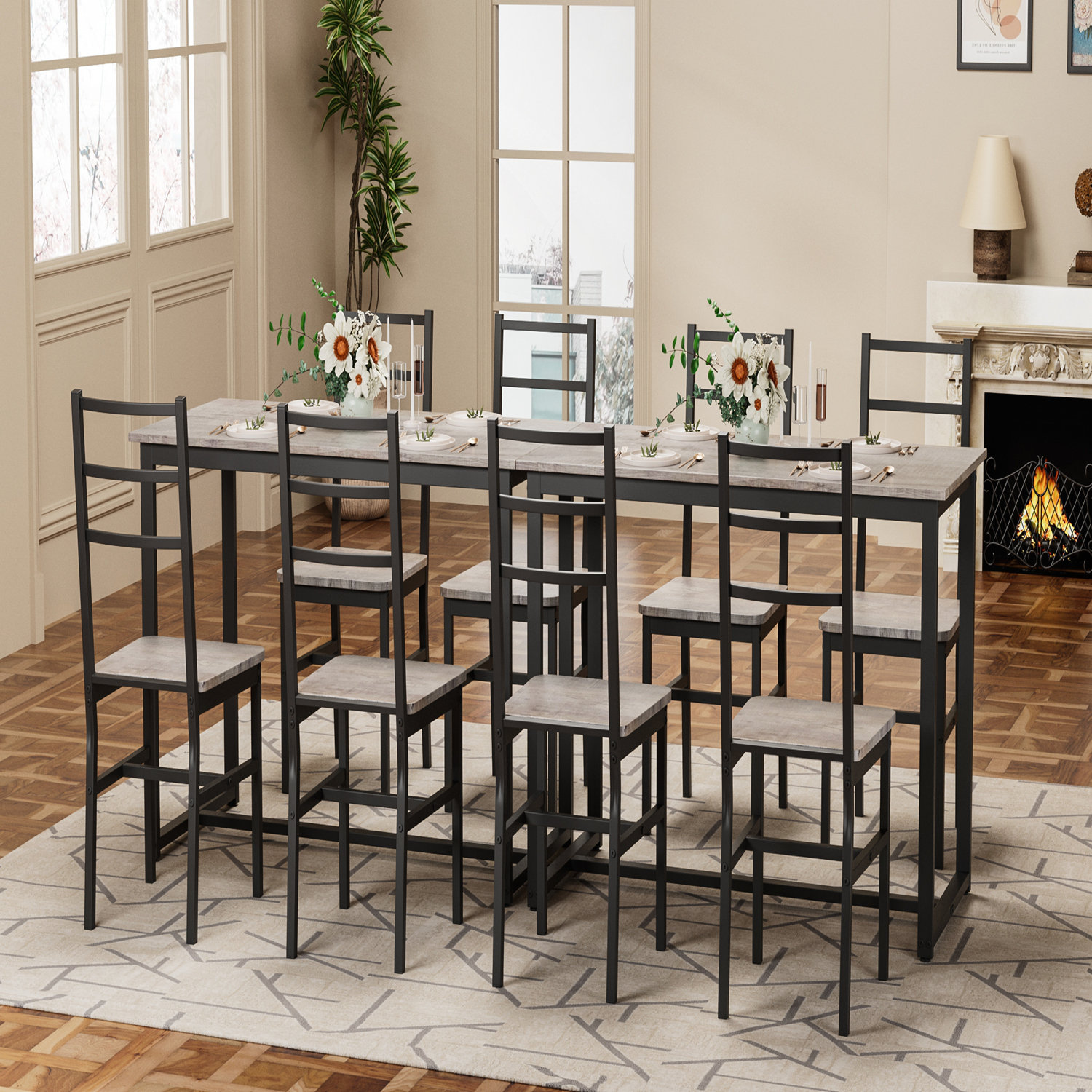 Ebern Designs Mid-Century Modern 5-Piece Dining Table Set with 4 Chairs, Perfect for Farmhouse ...
