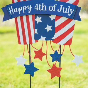 The Holiday Aisle® Americana Firecracker Yard Stake Figurine | Wayfair