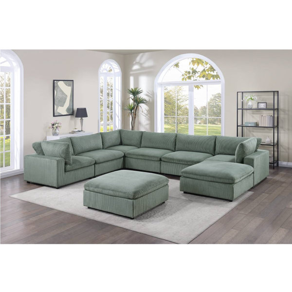 Latitude Run® Lanesha 8 - Piece X-Large Corduroy Modular Sectional set ...